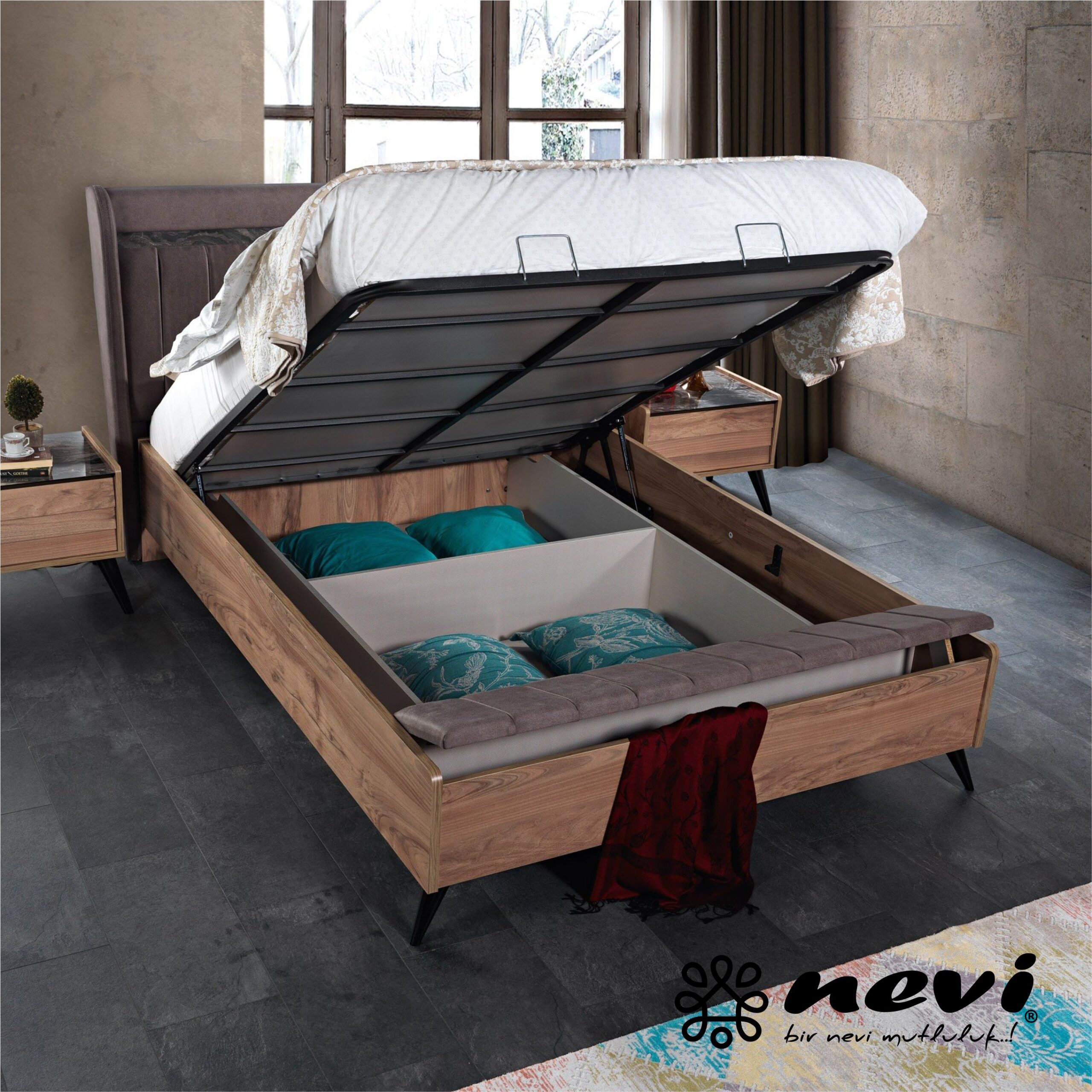 Sumela Storage Bed 5.3 with Bench (NV-SML-SML07) - Allora Pan Home