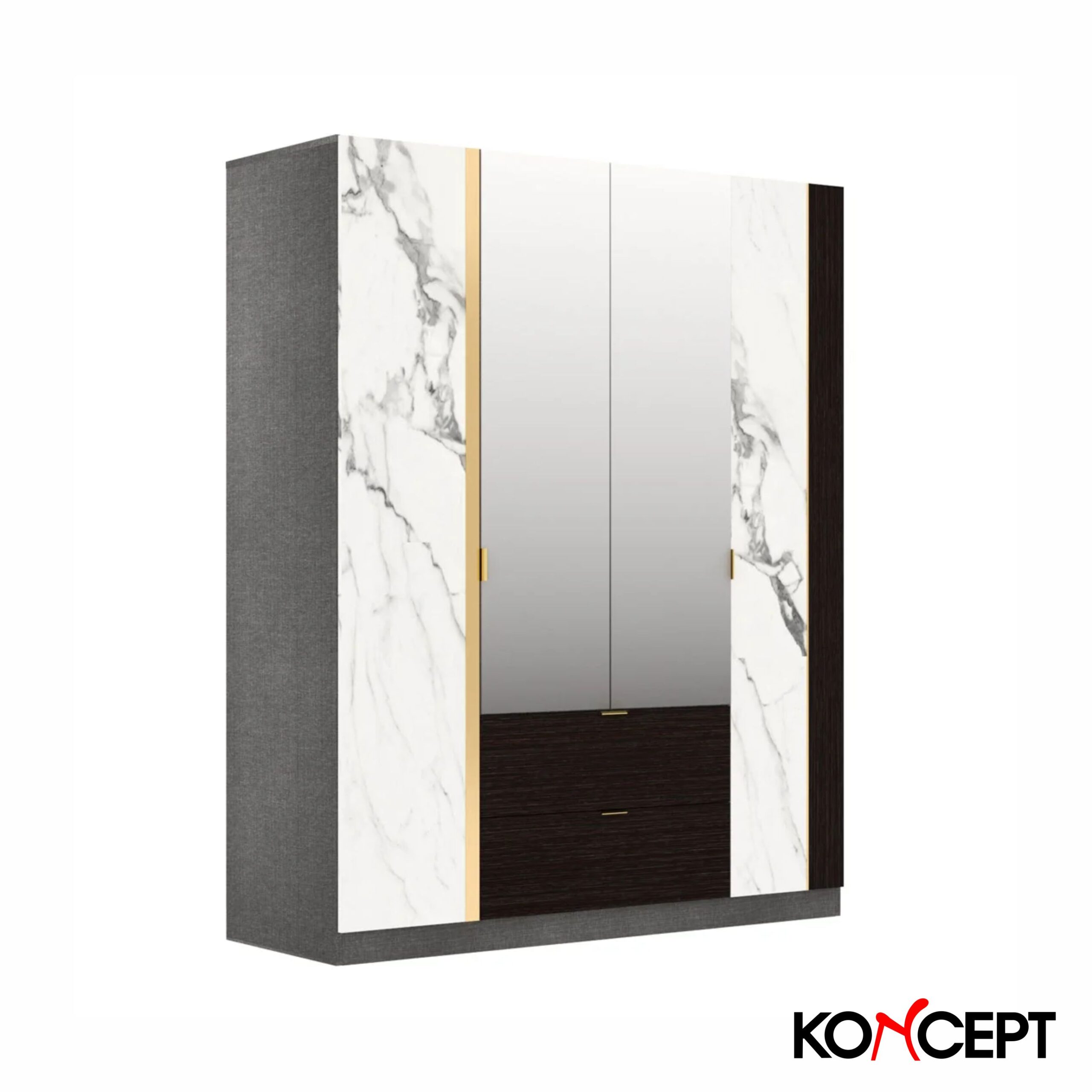 Maribor 4 Door Wardrobe 160cm (MAR-WE160-2DW-G) - Allora Pan Home