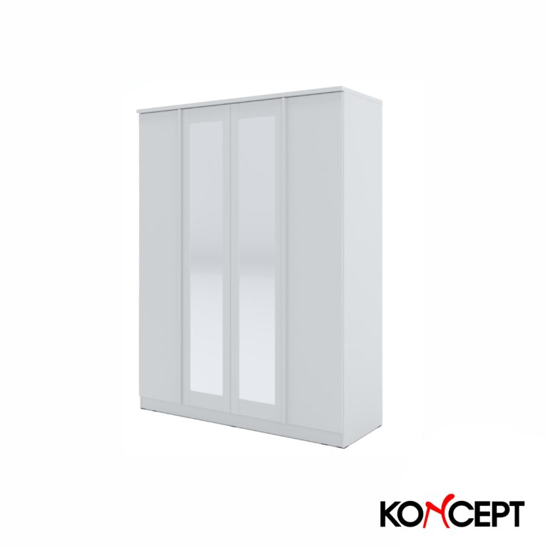 Cairo 4 Door Wardrobe 160cm (CAI-W160-WH) - Allora Pan Home