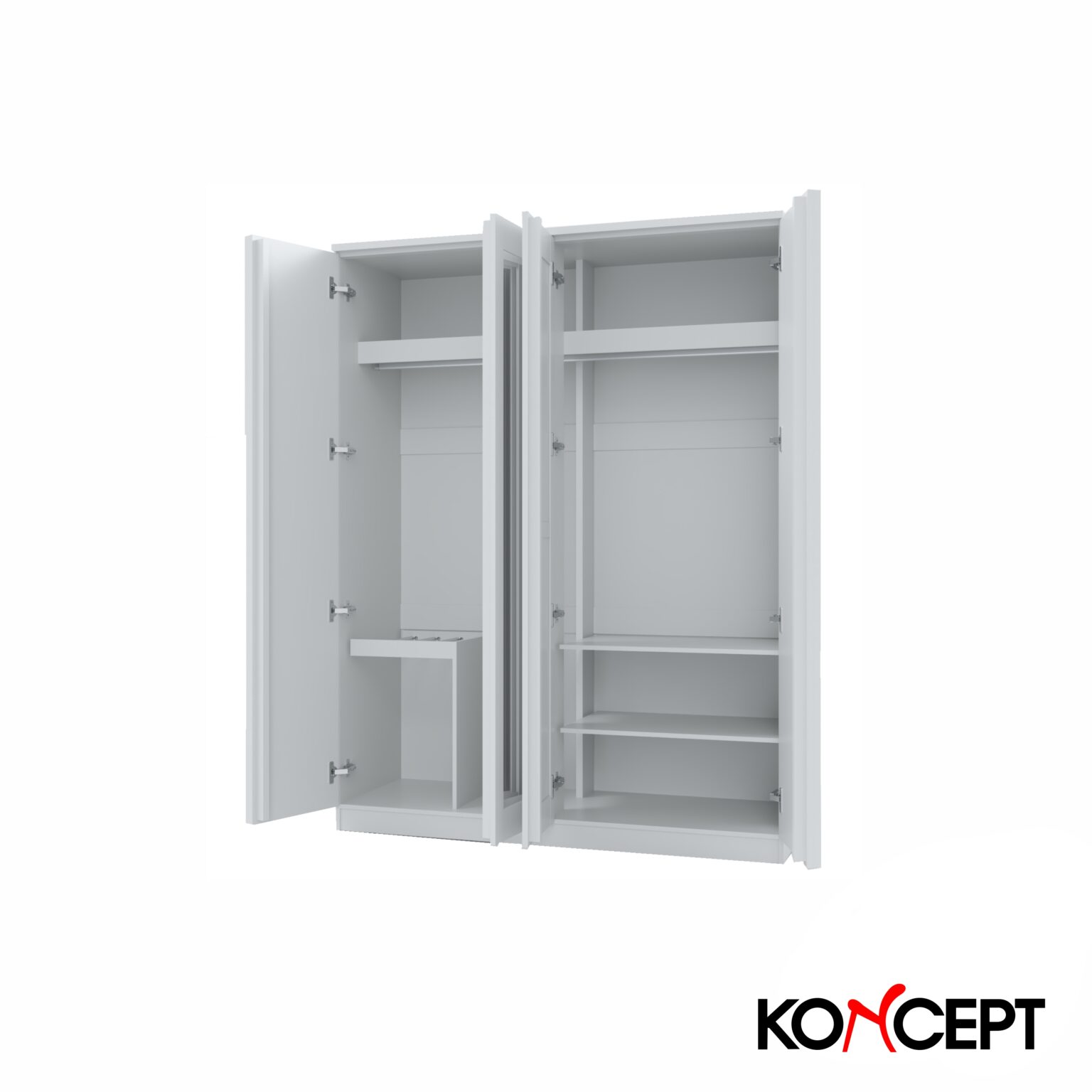 Cairo 4 Door Wardrobe 160cm (CAI-W160-WH) - Allora Pan Home