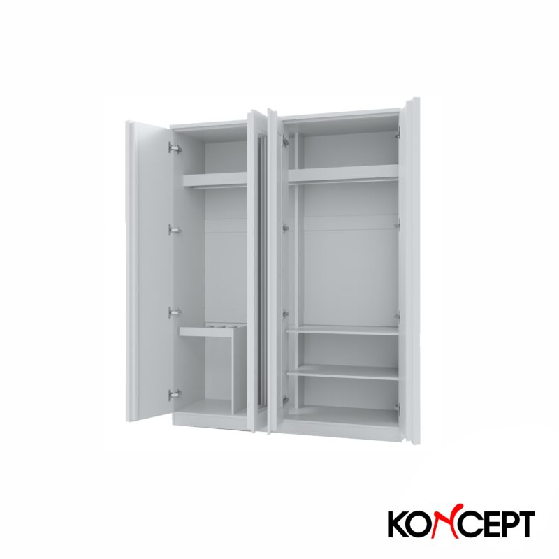 Cairo 4 Door Wardrobe 160cm (CAI-W160-WH) - Allora Pan Home
